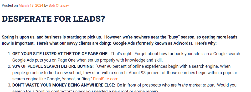 DESPERATE FOR LEADS? - Superior Home Services Marketing